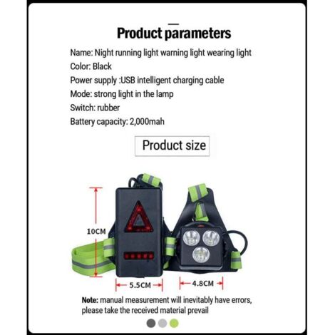 Running Light, Ultra Powerful LED Chest Light, USB Rechargeable Running ...