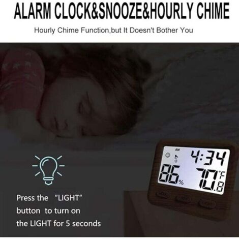 Indoor Digital Thermometer Hygrometer, Wooden Temperature and Humidity ...