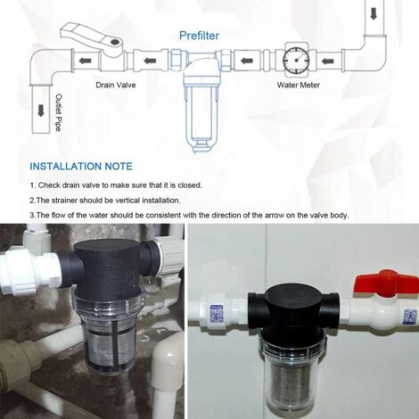 Pipeline 1/2" Water Pump Filter with 100 Mesh Stainless Steel Screen ...