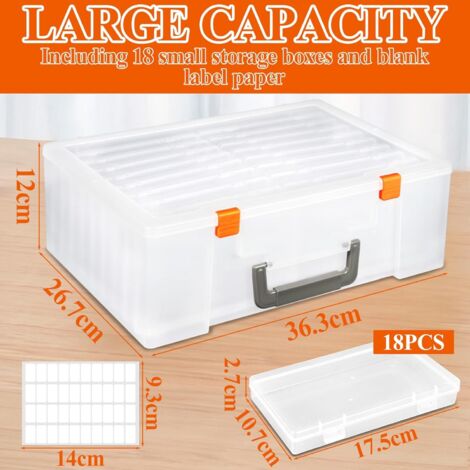 Photo Storage Box with 18 Internal Clips, Transparent, Plastic ...