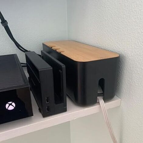 Black Cable Management Box, Large Electrical Cable Storage Box with ...