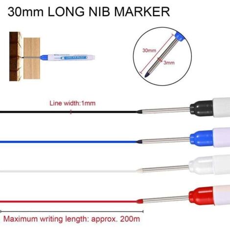 Deep Hole Markers, 10pcs Carpenter's Marker, Permanent Marker Pen with ...
