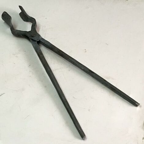Blacksmith's tongs, round-mouth tongs for anvil knife making, 460 mm ...