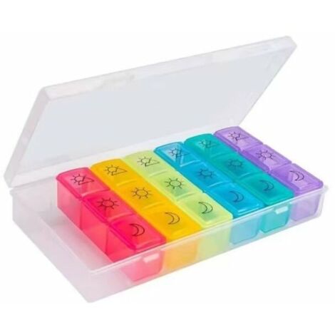 Weekly Pill Organizer, French 7 Days, 21 Compartments, 3 Times ...