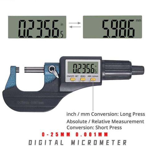 Electronic micrometer, wall thickness micrometer, digital micrometer 0 ...