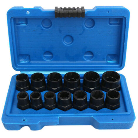 Set of 13 twisted sockets, 0.95 cm damaged bolt extractor, nut removal ...
