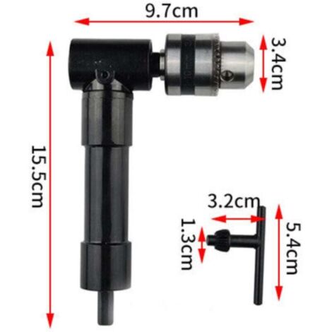 Right Angle Drill Chuck, 90° Self-Tightening Right Angle Chuck, 1-10 mm ...