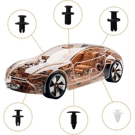 100 Pieces Car Fastening Clips, 6 Size Plastic Rivets and 4 Corner Car ...