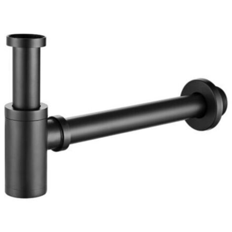Matte black standard siphon in matte black, copper wall drain separator