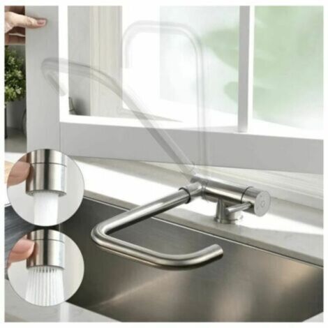 Foldable Kitchen Faucet, Stainless Steel Folding Sink Mixer Tap for ...