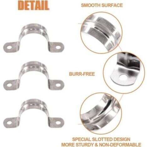 35mm/1.38" 2pcs 304 Stainless Steel Pipe Clamps U-Shaped Pipe Straps ...