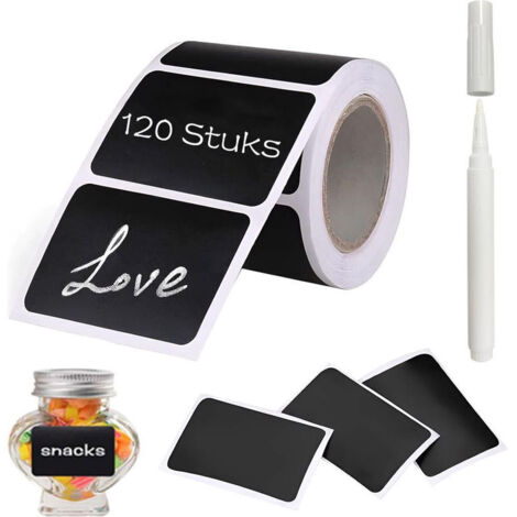 Chalkboard sticker roll - 120 sheets - Chalk stickers - 5.5 x 3.5 cm ...