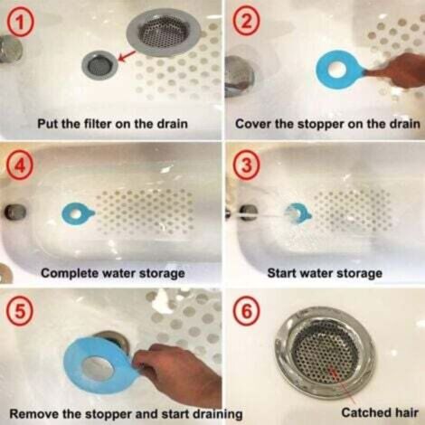 Set of 2 bathtub plugs for hair catching (blue), bathtub drain strainer ...