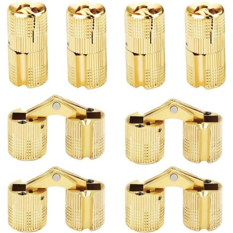 8-Piece Cylinder Hinges, Concealed Brass Hinge, 180° Opening Angle ...