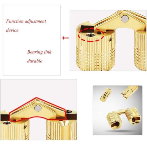 8-Piece Cylinder Hinges, Concealed Brass Hinge, 180° Opening Angle ...