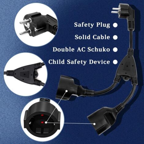 Double socket, extension cord with 2 Schuko sockets 16A/250V/max 3680W ...