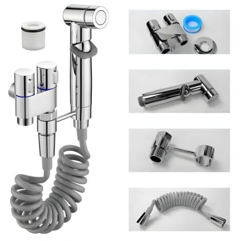 Toilet bidet sprayer, double control valve 1 inlet 2 outlets, hand ...