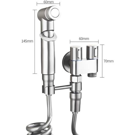 Toilet bidet sprayer, double control valve 1 inlet 2 outlets, hand ...