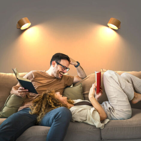 Set of 2 LED wall lights with 3 color temperatures and remote control ...