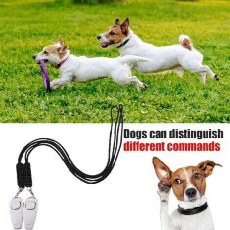 White - Ultrasonic Dog Whistle, 2 Adjustable Ultrasonic Whistles with ...