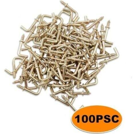 Pack of 100 right-angle screw hooks, square screw hooks and small L ...