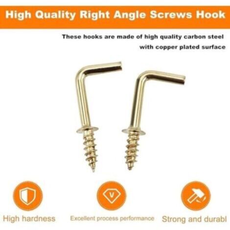 Pack of 100 right-angle screw hooks, square screw hooks and small L ...