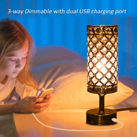 Tomshine Touch Control Bedside Lamp with Dual USB Charging Ports and 3 ...