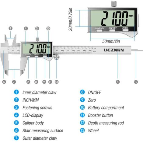 150mm Digital Vernier Caliper - High precision, IPX54 waterproof and ...