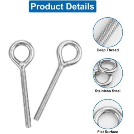 10 Pieces Lifting Ring Eye Bolt M6, 304 Stainless Steel Eye Bolt ...