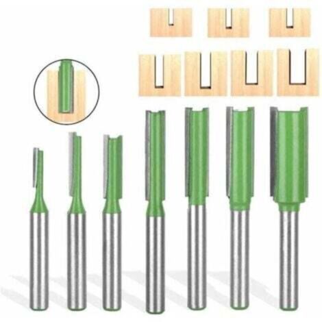 7-Piece Straight Router Bit Set, Single/Double Flute Wood Router Bit ...