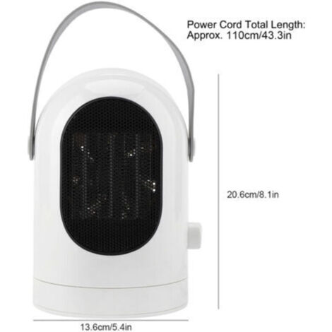 600W Portable Heater, 180° Rotating, Fast Heating, Quiet Operation, for ...