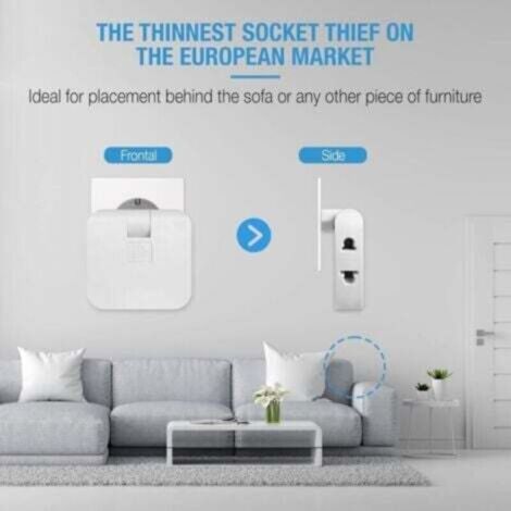 2x Flat Power Strip Behind Cabinet with 3 Outlets, Flat Plug with 180º ...