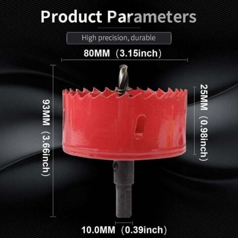 M42 HSS 80mm Bi-Metal Hole Saw, Core Drill for Iron, Aluminum, Wood ...