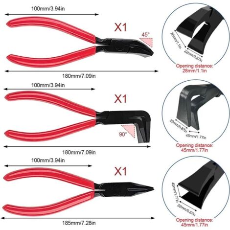 3-Piece Manual Sheet Metal Bending Pliers Set, Portable 22mm Width (0 ...