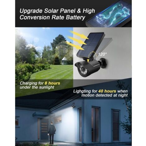 Outdoor solar security light with motion detector, fake camera, 6m ...