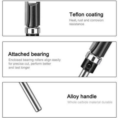 6mm shank wood router bits, 4 pieces, straight blade copy bit, working ...