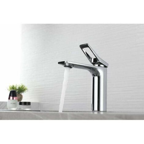 Bathroom sink tap, grey, brushed 304 stainless steel, limescale ...