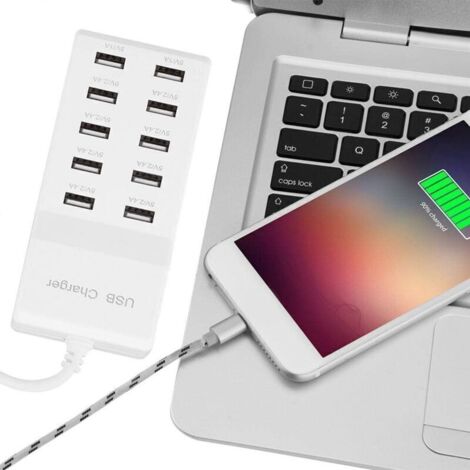 Fdit 10 USB Wall Charger, Multi-Port USB Charging Station, 100-240V ...