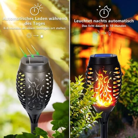 Outdoor Solar Flame Lights - 8 Pack Waterproof Solar Torch Lights ...