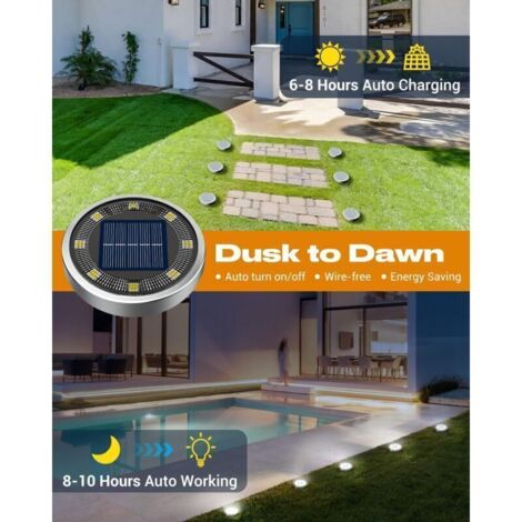 Set of 8 solar ground lights, 8 outdoor LEDs, waterproof, for walkways ...