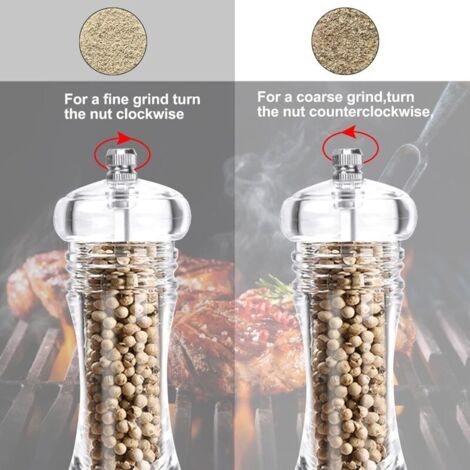 Acrylic Pepper Mill, 16.7CM Clear Acrylic Manual Pepper Mill, Classic ...