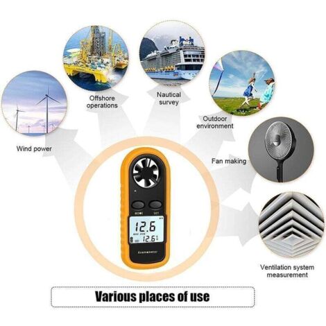 Portable Anemometer, High-Precision Digital Anemometer (±5%) with LCD ...