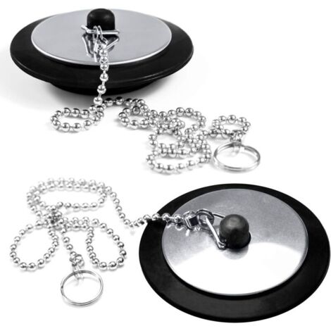 Sink Plug - Chrome - Rubber - Bath Plug - Drain Cover - Pack of 2 ...
