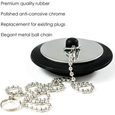 Sink Plug - Chrome - Rubber - Bath Plug - Drain Cover - Pack of 2 ...