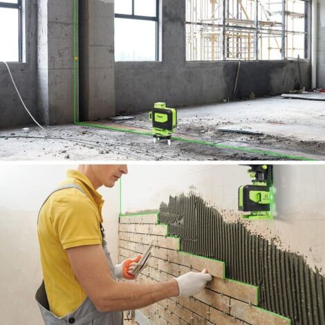 4x360° 4D Green Laser Level, Self-Leveling, 16 Cross Lines, Laser Tool ...