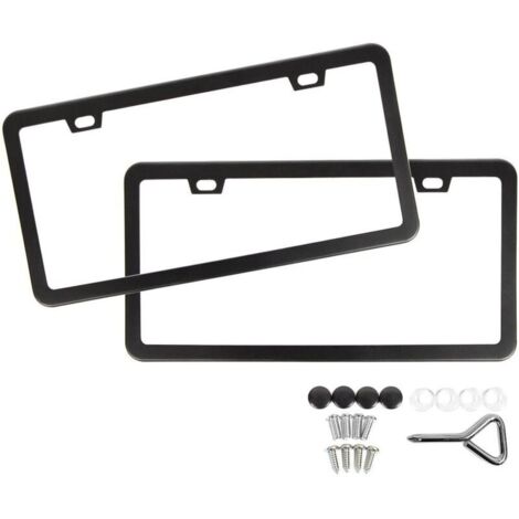 2-hole stainless steel license plate frame with square hole and thin ...