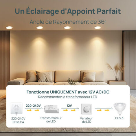 GU5.3 MR16 12V LED Bulbs, Warm White 2700K, 520LM, 36° Angle, 12V LED ...
