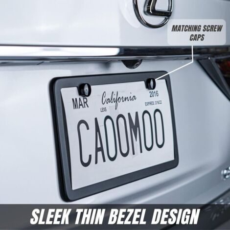2-hole stainless steel license plate frame with square hole and thin ...