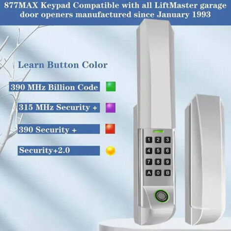 Lift-Master 877MAX 315/390 MHz Wireless Fingerprint Garage Door Lock