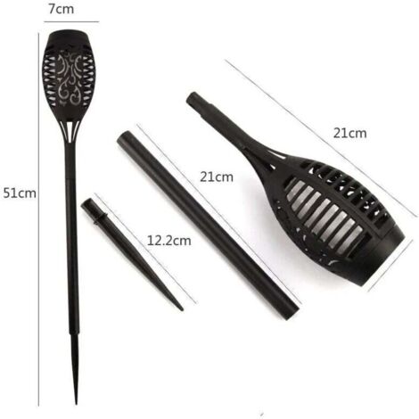 12 LED Solar Lights, 54cm, Outdoor Garden Decor with Flickering Light ...